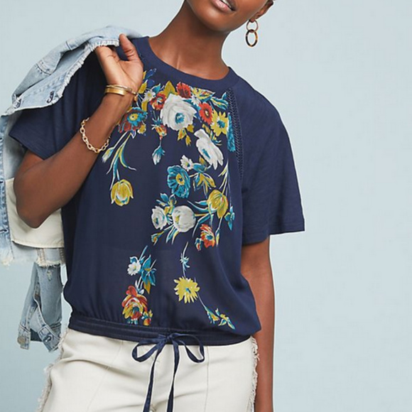 Anthropologie | Tops | Tiny Carly Floral Drawstring Top | Poshmark